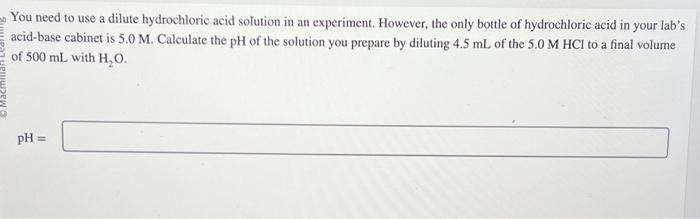 Solved You need to use a dilute hydrochloric acid solution | Chegg.com