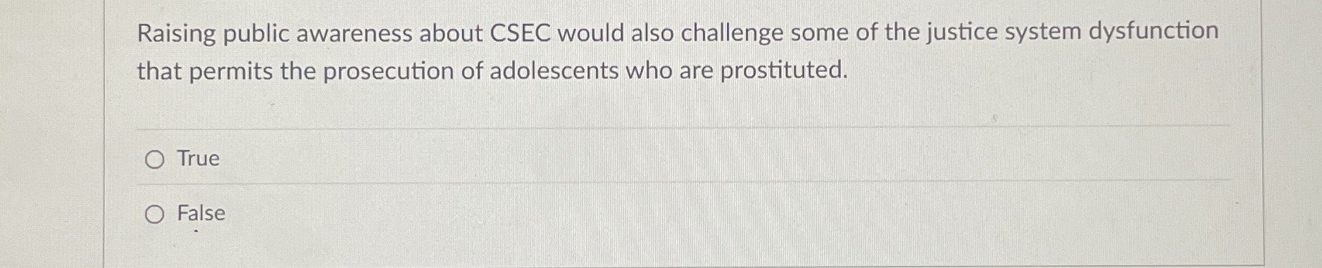 Solved Raising public awareness about CSEC would also | Chegg.com