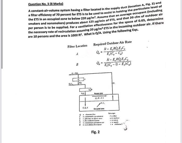 Solved Question No, 3 (8 Marks) A constant-alr-volume system | Chegg.com