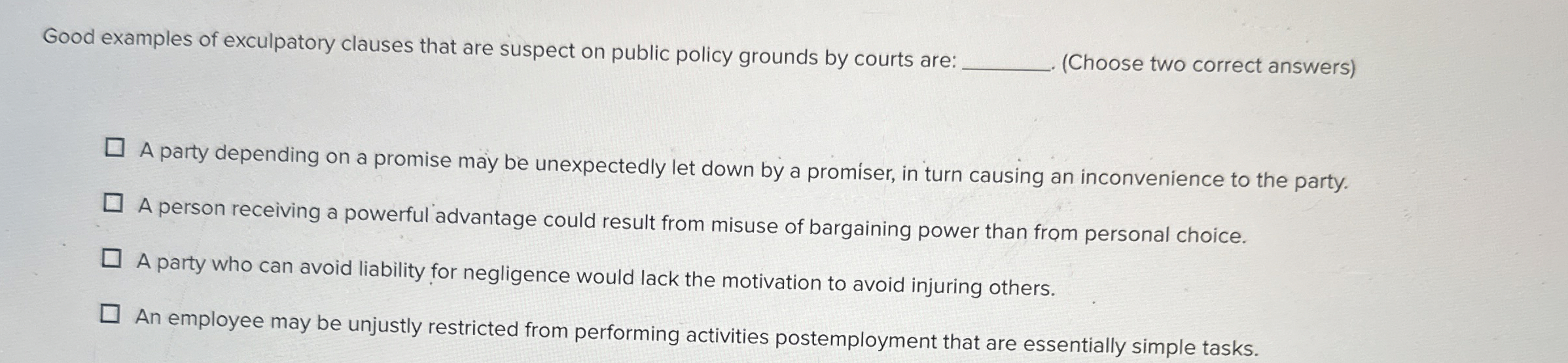 Solved Good examples of exculpatory clauses that are suspect | Chegg.com