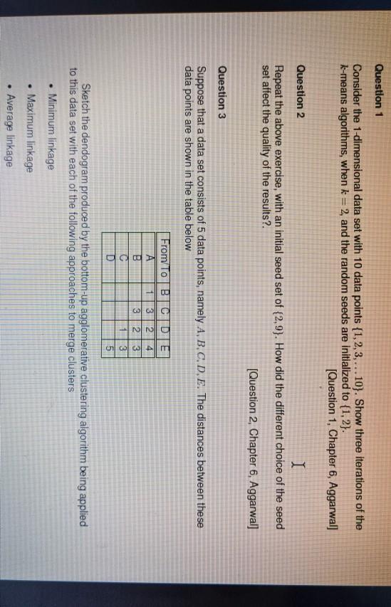 Solved Question 1 Consider the 1-dimensional data set with | Chegg.com