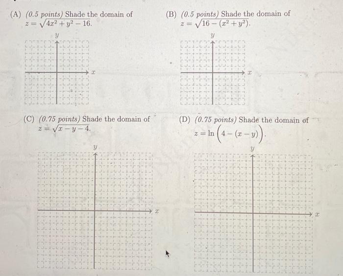Solved (A) (0.5 points) Shade the domain of (B) (0.5 points) | Chegg.com