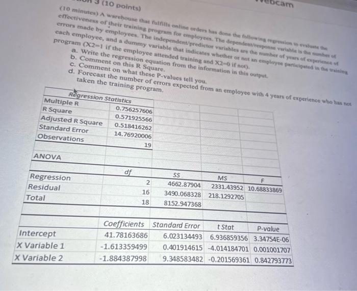Solved program (X2=1 if the employee attended training and | Chegg.com