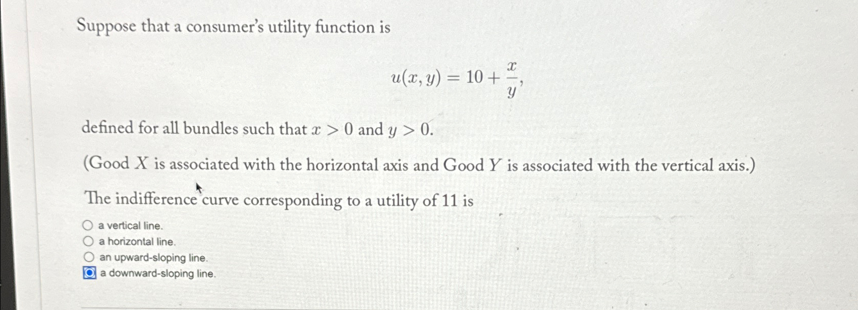 Solved Suppose that a consumer's utility function | Chegg.com