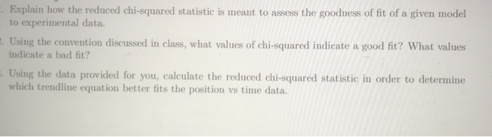 Solved 1 Explain How The Reduced Chi Squared Statistic Is