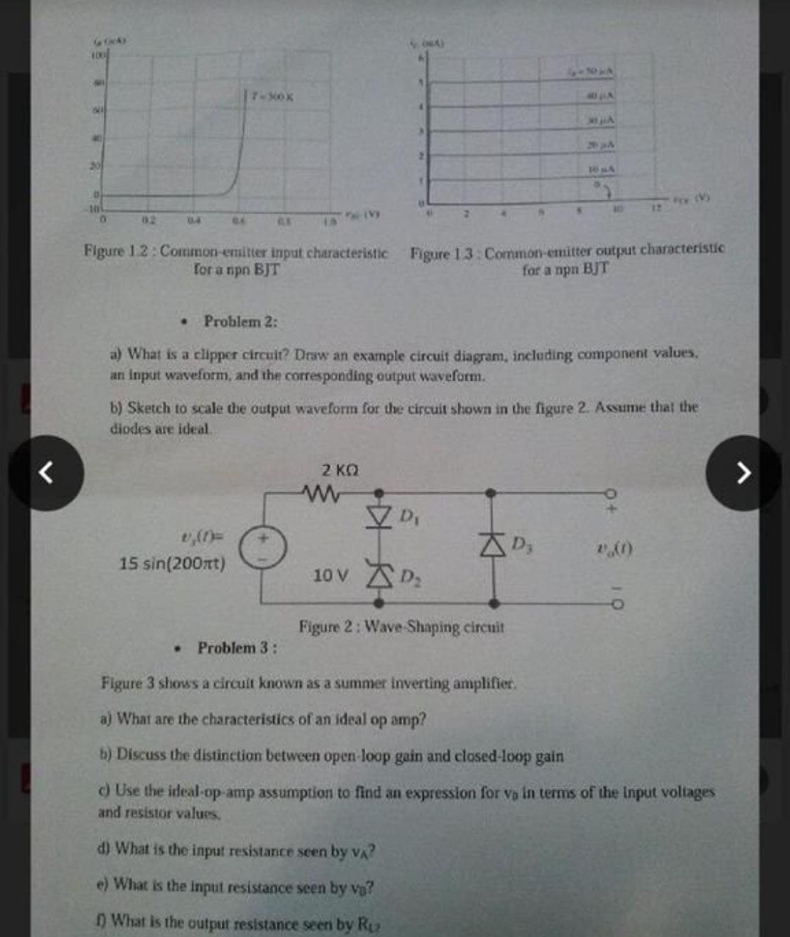 Solved Problem 1 ﻿:Assume that the circuit (figure 1.1) ﻿has | Chegg.com