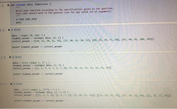 Solved Question 1 30 Points Write A Python Function Reshape 