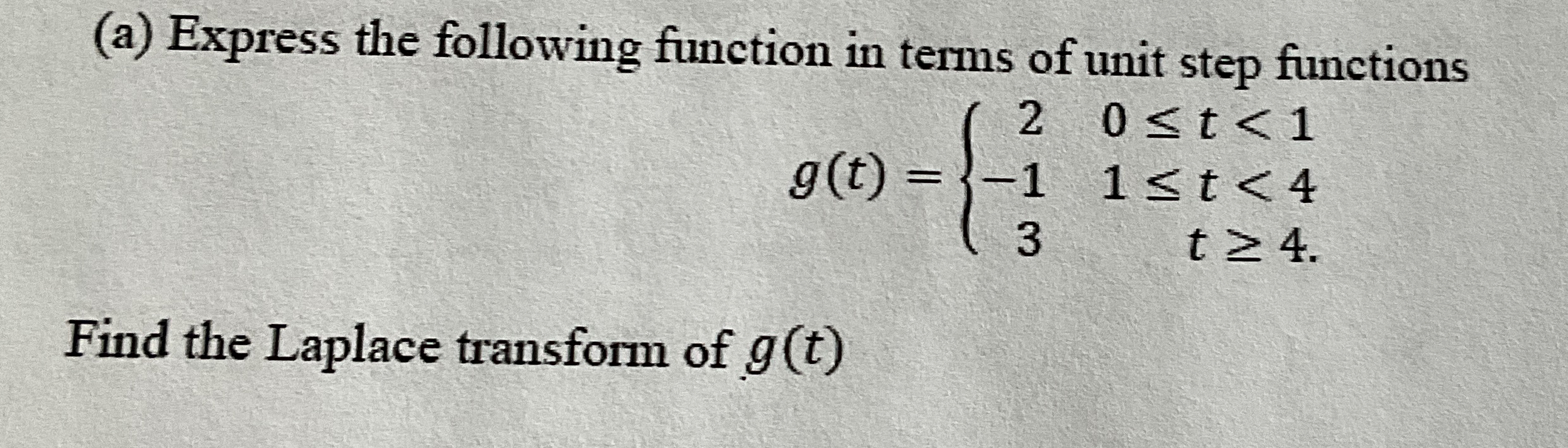 Solved (a) ﻿Express the following function in terms of unit | Chegg.com