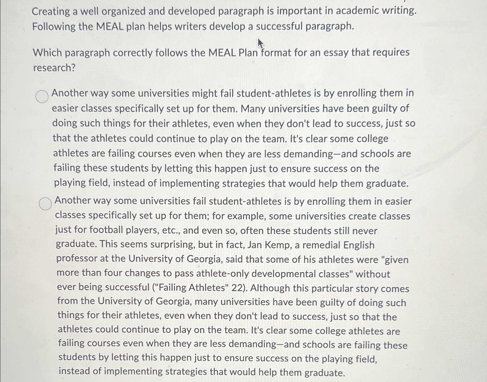 Solved Creating a well organized and developed paragraph is | Chegg.com