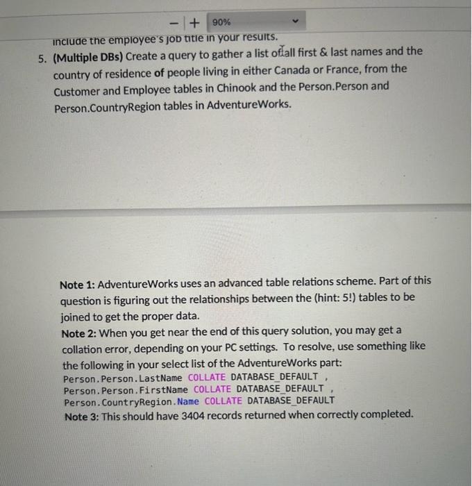 Solved Required Databases: - Chinook - AdventureWorks - | Chegg.com