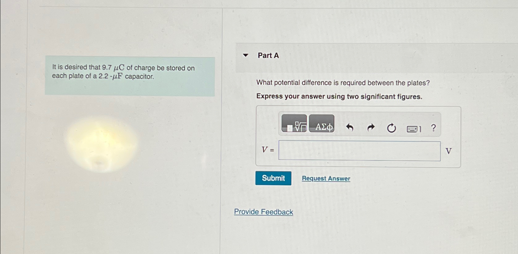 Solved It is desired that 9.7 μC ﻿of charge be stored on | Chegg.com
