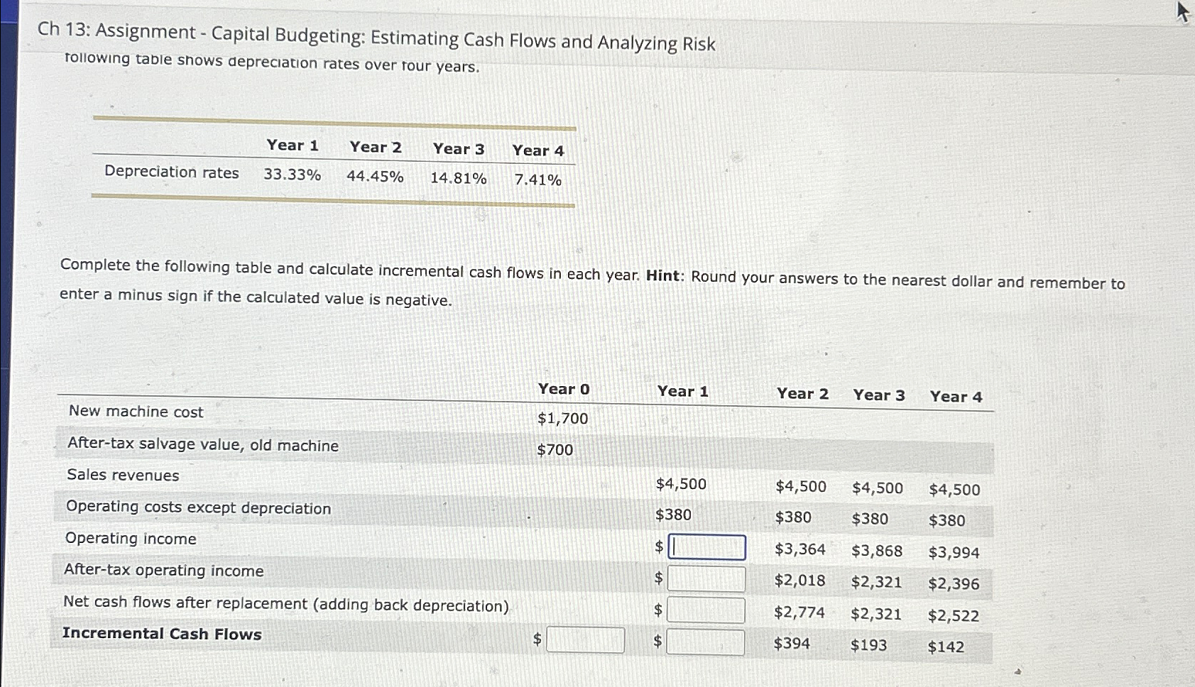 Solved Ch 13: Assignment - ﻿Capital Budgeting: Estimating | Chegg.com