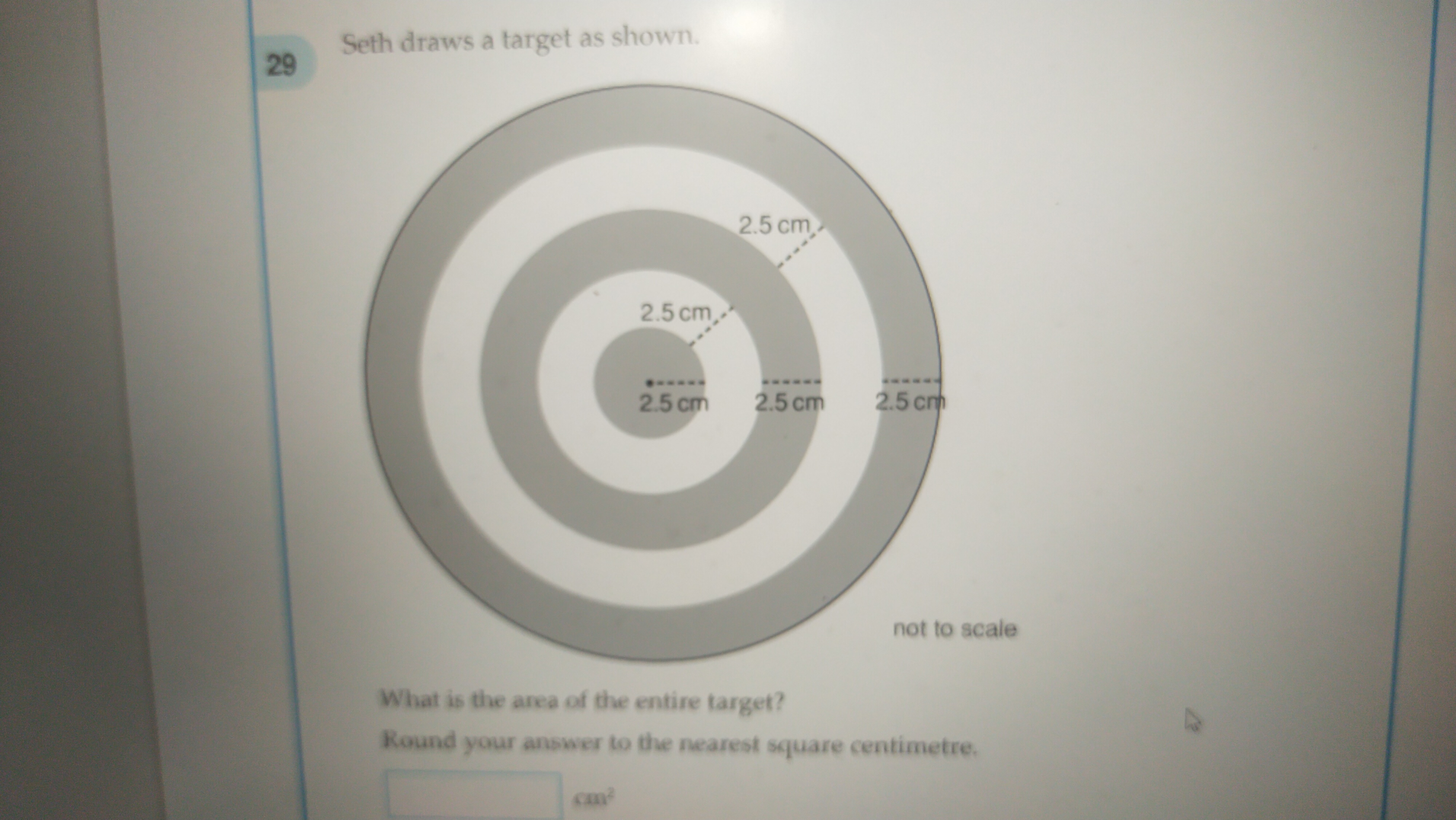 Solved 29Seth draws a target as shown.What is the area of | Chegg.com