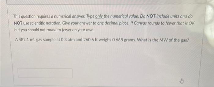 Solved This question requires a numerical answer. Type only | Chegg.com
