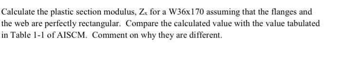Solved Calculate the plastic section modulus, Zx for a | Chegg.com