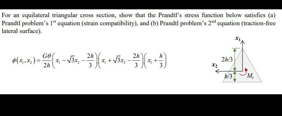 Solved For an equilateral triangular cross section, show | Chegg.com