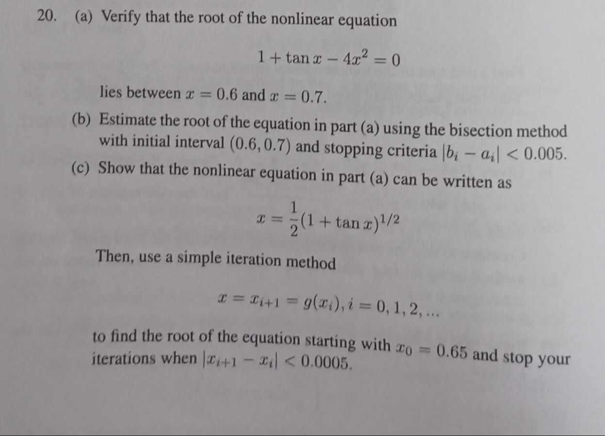 Solved (a) ﻿Verify that the root of the nonlinear | Chegg.com