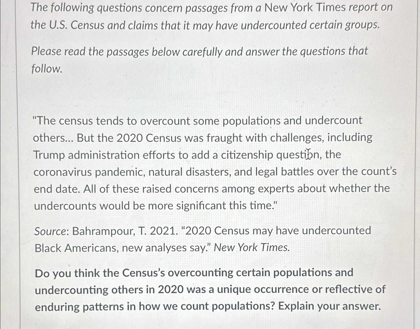 Solved The following questions concern passages from a New | Chegg.com