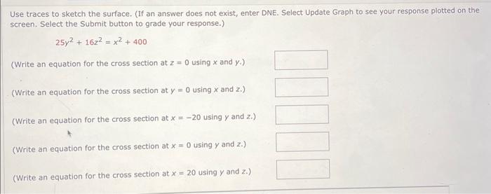 Solved Use traces to sketch the surface. (If an answer does | Chegg.com
