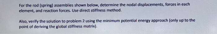 Solved For the rod (spring) assemblies shown below, | Chegg.com