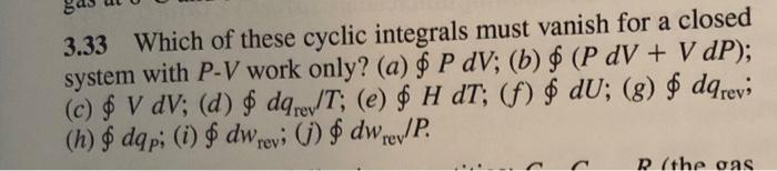 Solved 3.33 Which of these cyclic integrals must vanish for | Chegg.com