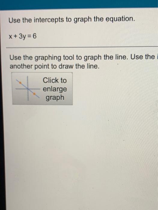 Solved Use the intercepts to graph the equation. x + 3y = 6 | Chegg.com