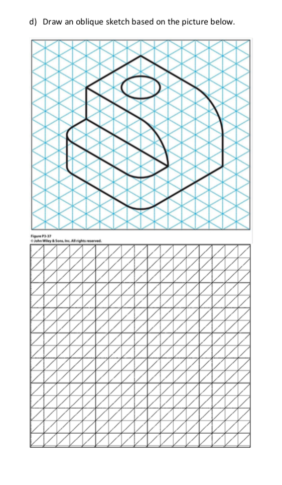 Solved d) ﻿Draw an oblique sketch based on the picture | Chegg.com