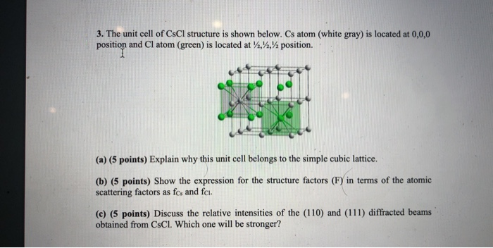 Solved 3. The unit cell of CsCl structure is shown below. Cs | Chegg.com