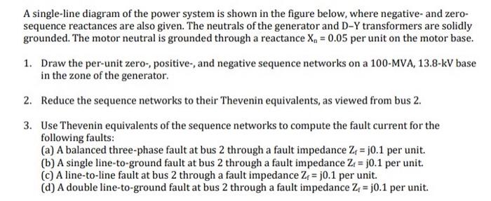 Solved A single-line diagram of the power system is shown in | Chegg.com