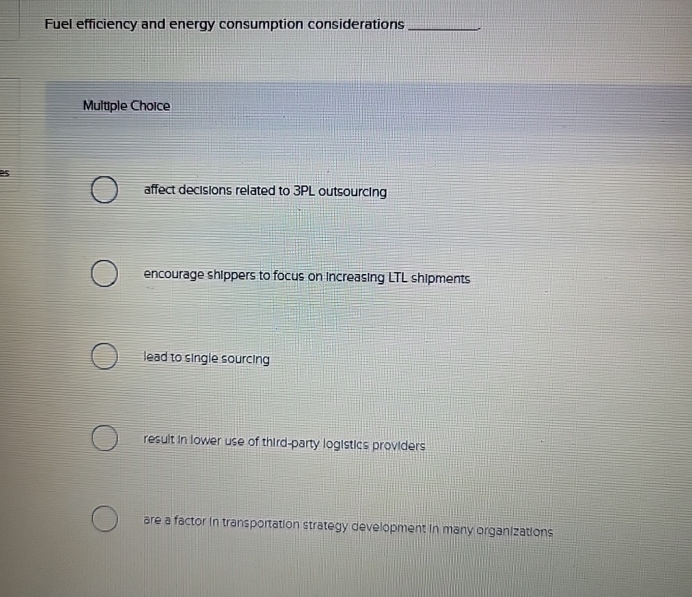 Solved Fuel efficiency and energy consumption considerations | Chegg.com