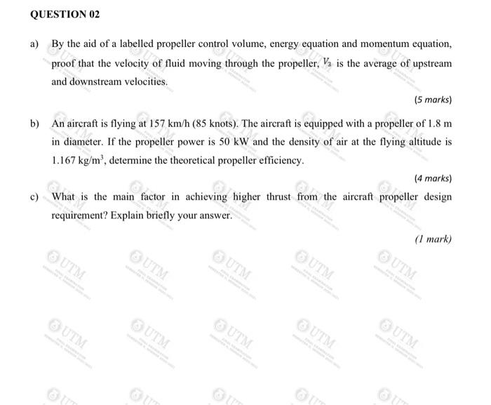 Solved QUESTION 02 a) By the aid of a labelled propeller | Chegg.com