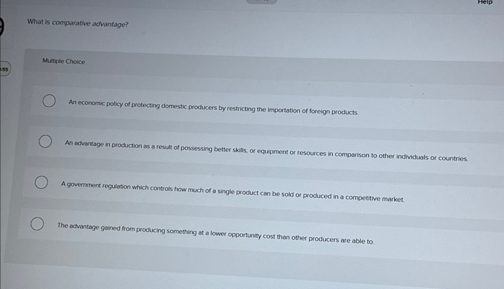 Solved What is comparative advantage?Multiple ChoiceAn | Chegg.com