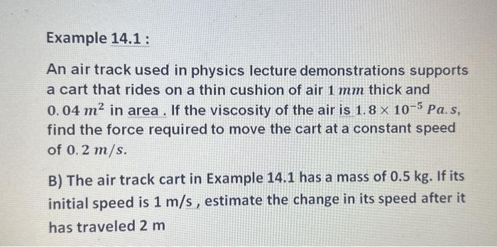 Solved Example 14.1: An air track used in physics lecture | Chegg.com