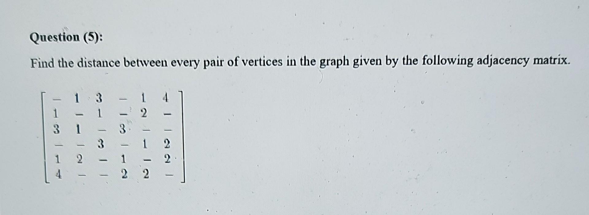 Solved Find the distance between every pair of vertices in | Chegg.com