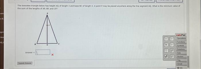 Solved xim x & igor ction 10, 8 The isosceles triangle below | Chegg.com