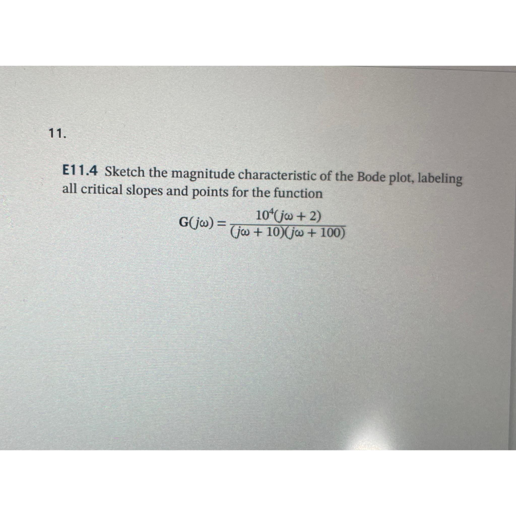 Solved E11.4 ﻿Sketch the magnitude characteristic of the | Chegg.com