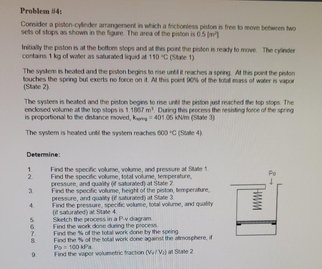 Solved Problem #4: Consider a piston-cylinder arrangement | Chegg.com