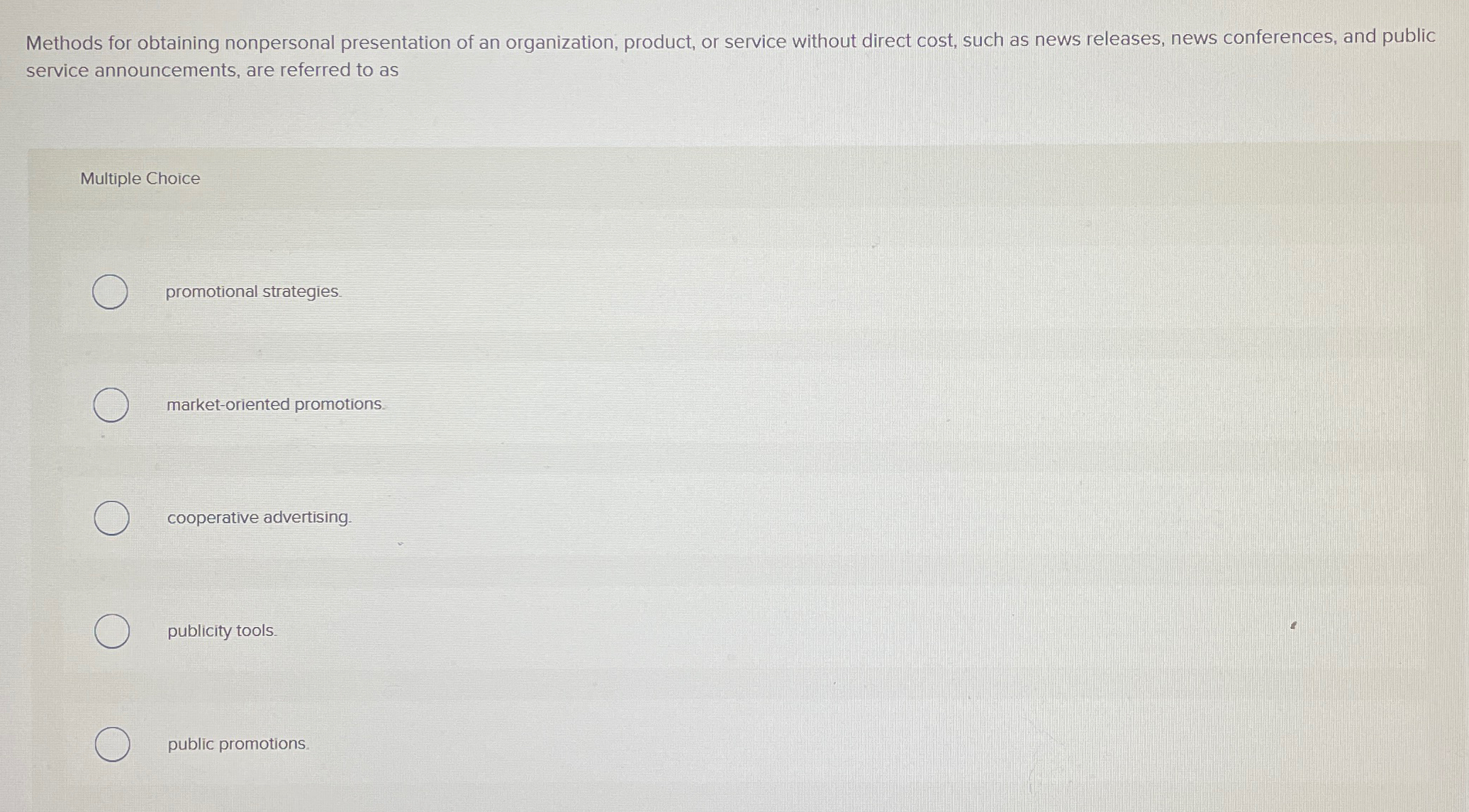 Solved Methods for obtaining nonpersonal presentation of an | Chegg.com