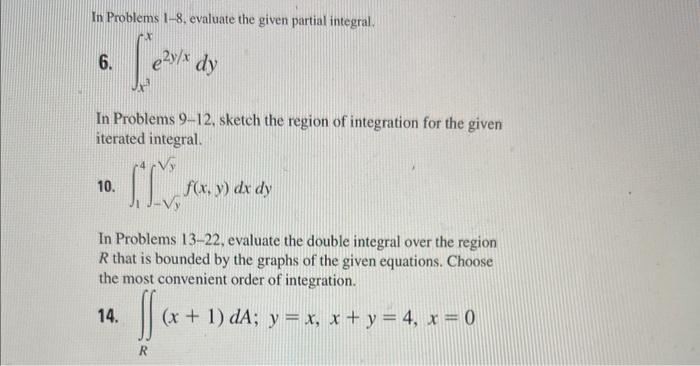 Solved In Problems 1-8, evaluate the given partial integral. | Chegg.com
