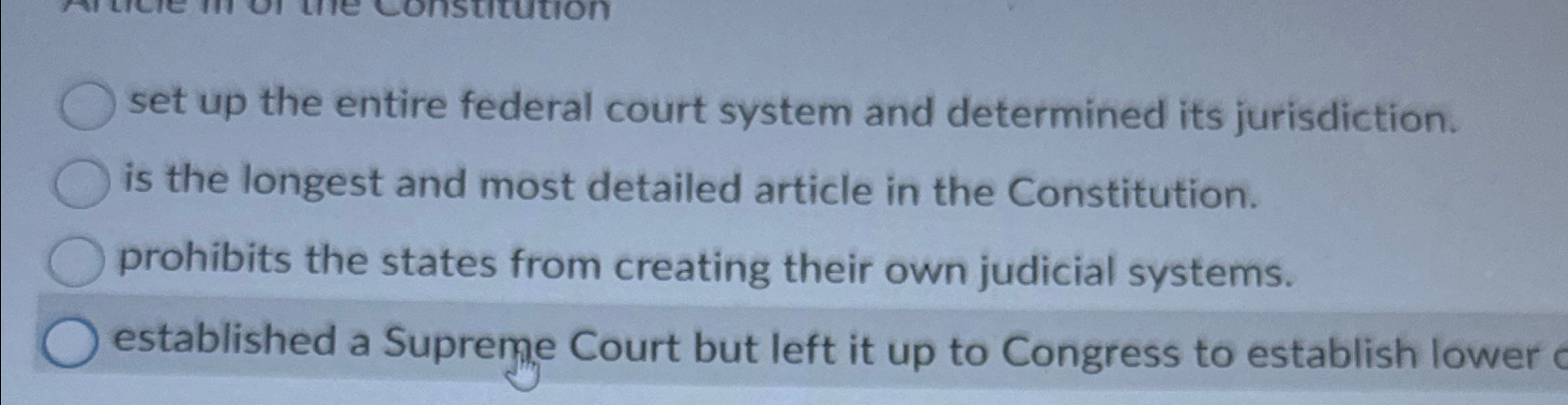 Solved set up the entire federal court system and determined | Chegg.com
