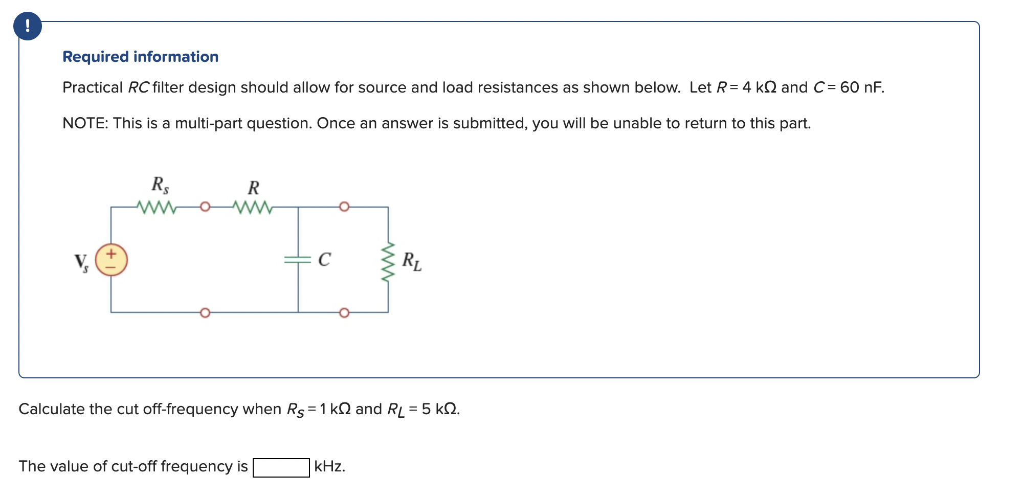 Solved Required informationPractical RC ﻿filter design | Chegg.com
