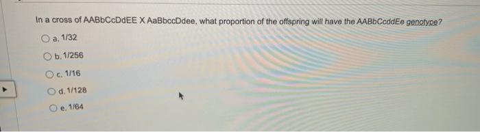 Solved In a cross of AABbCcDdEE X AaBbccDdee, what | Chegg.com