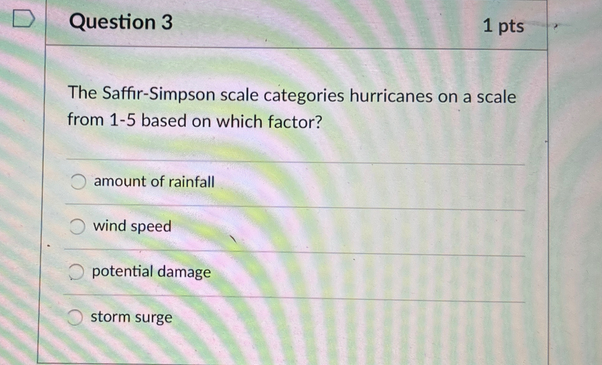 Solved Question 31ptsThe Saffir-Simpson scale categories | Chegg.com