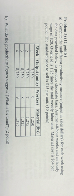 Solved Problem 3) (12 ﻿points)a) ﻿Compute the multifactor | Chegg.com