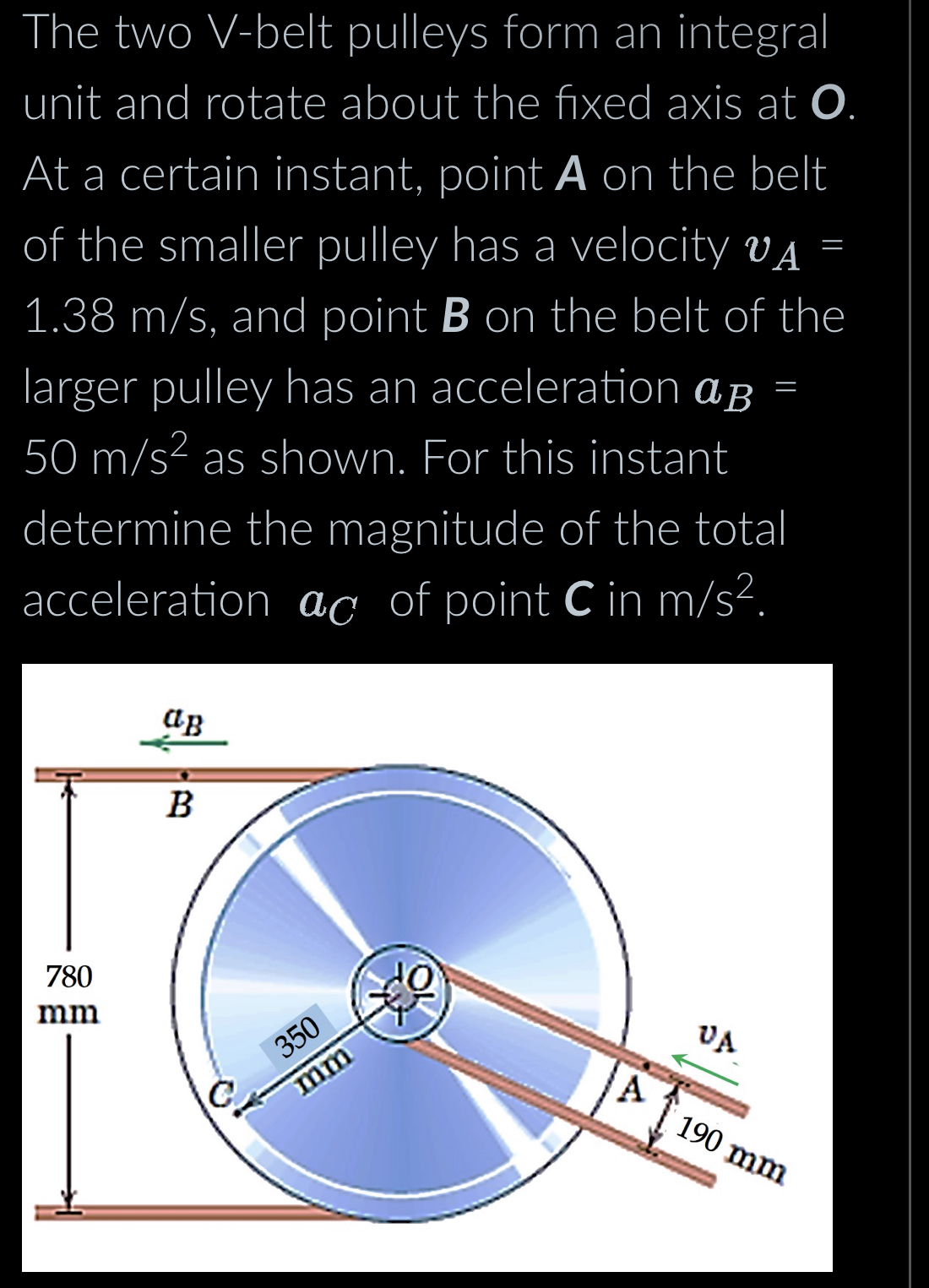 Solved The two V-belt pulleys form an integral unit and | Chegg.com