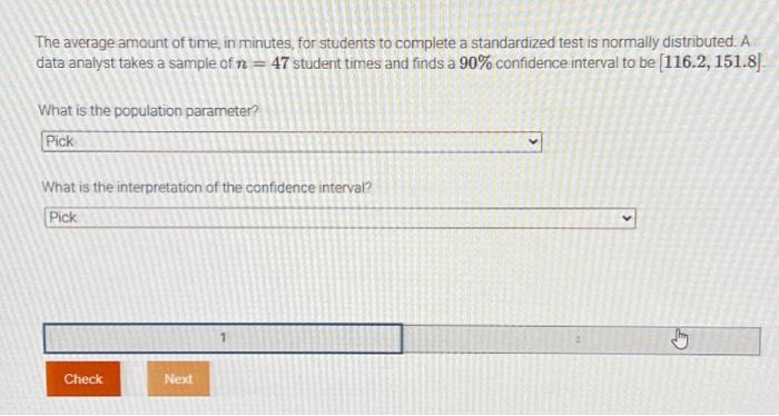 Solved The average amount of time, in minutes, for students | Chegg.com