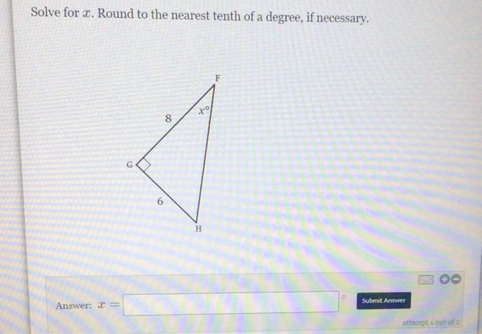 Solved Solve for x. Round to the nearest tenth of a degree, | Chegg.com