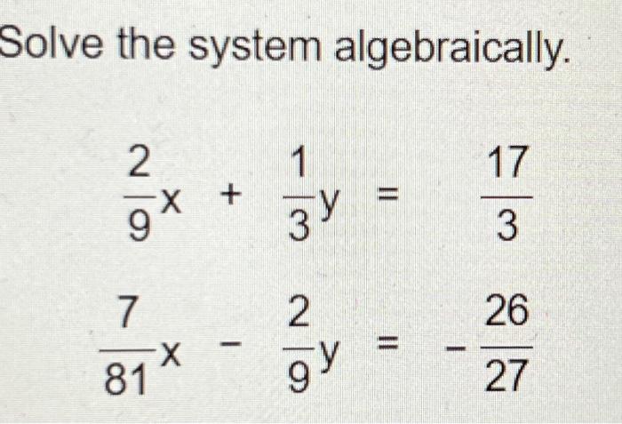 Solved Solve the system algebraically. 2 gx 9 7 + 1 - Îm - | Chegg.com