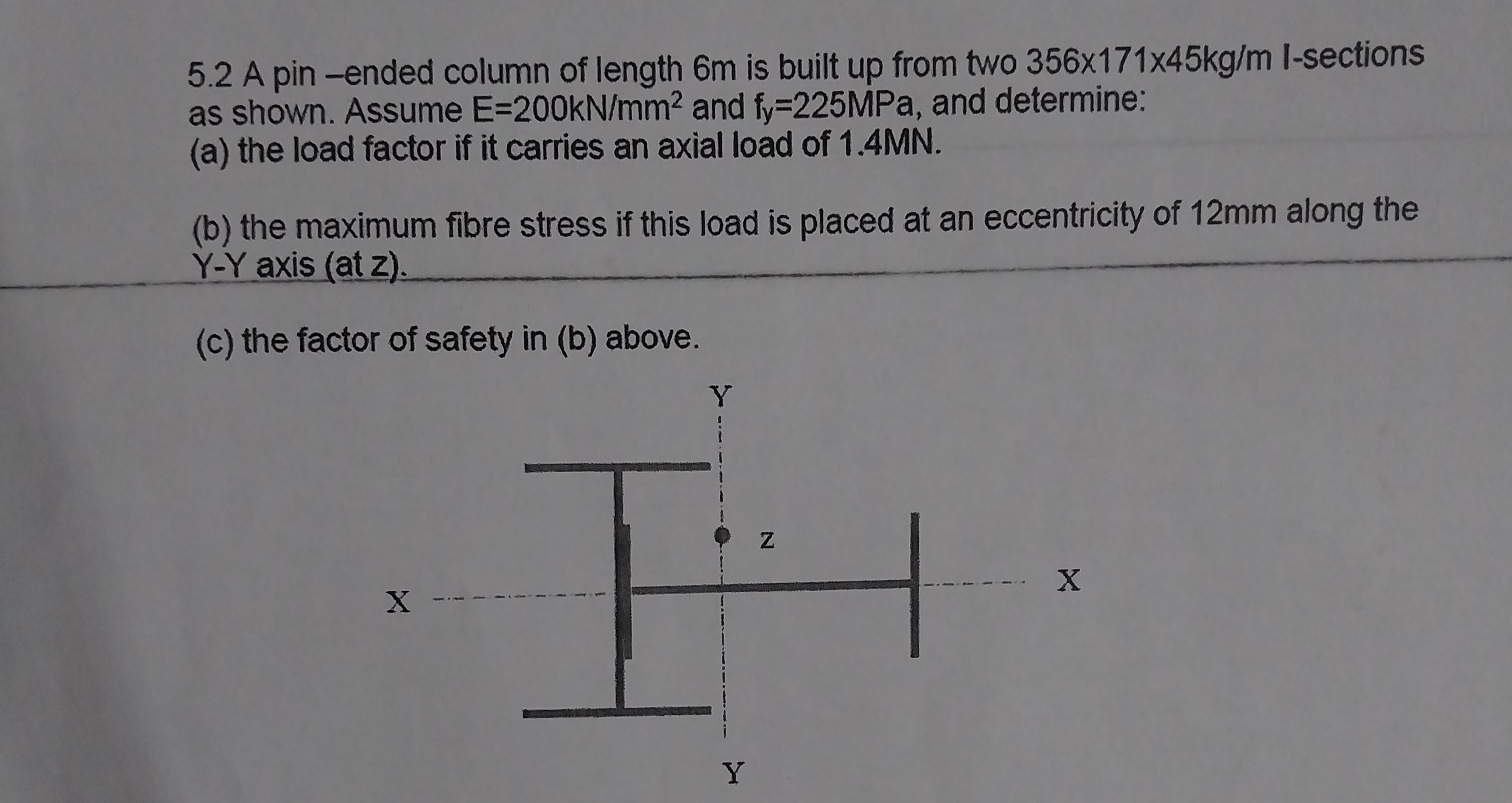 Solved 5.2 ﻿A pin -ended column of length 6m ﻿is built up | Chegg.com