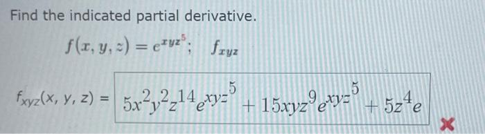 Solved Find the indicated partial derivative. | Chegg.com